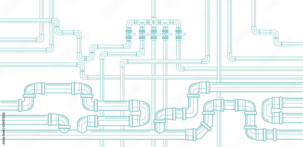 Horizontal background with pipeline. Water supply and sewerage system ...