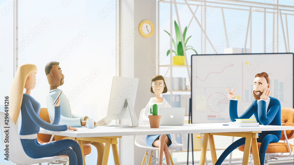 Seminar business conference with workers in office, planning new ...
