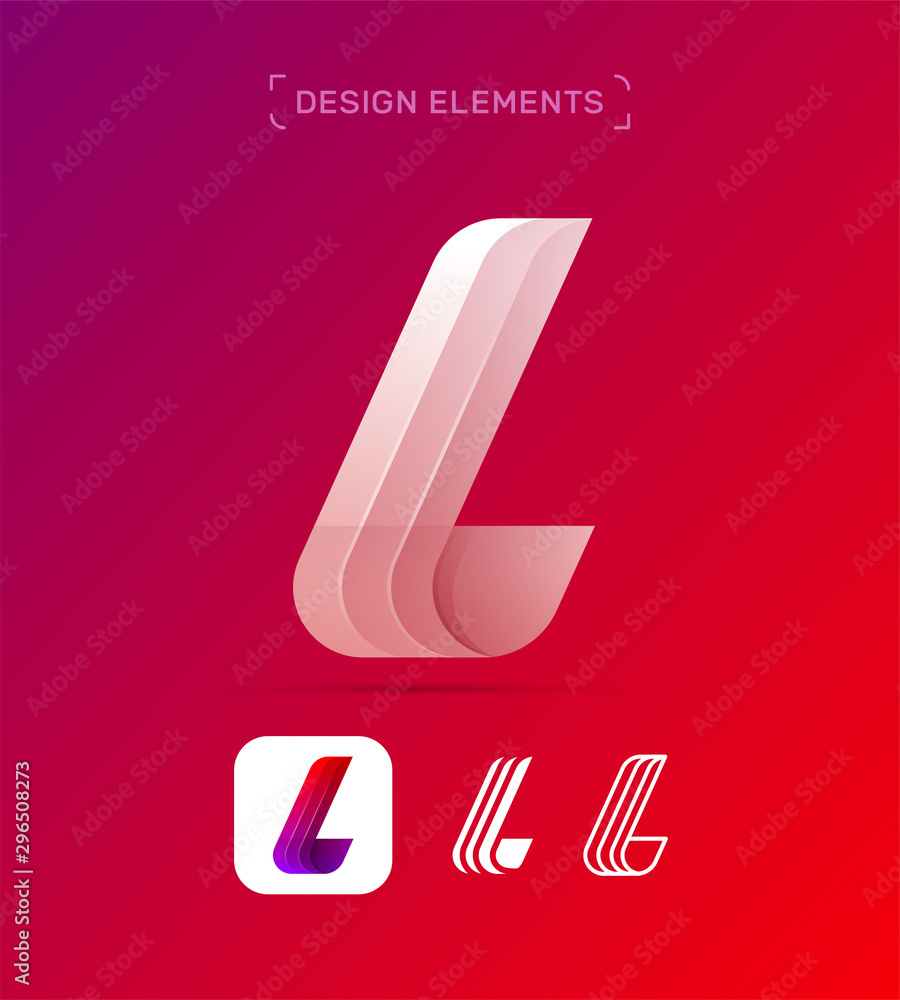 Vector abstract letter L logo design elements. Flat, origami material ...