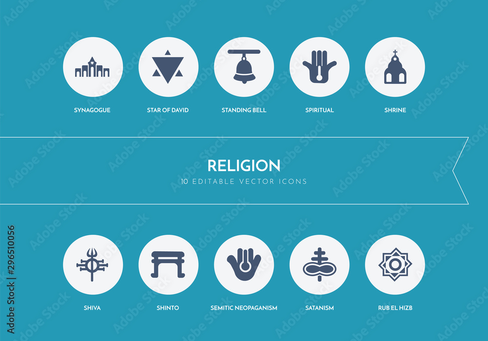 10 religion concept blue icons Stock Vector | Adobe Stock
