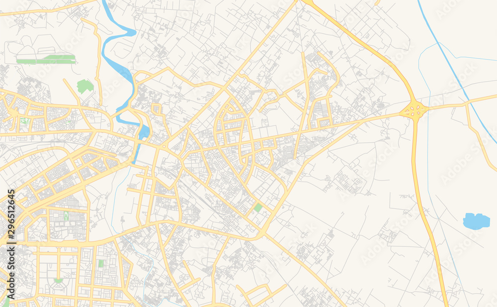 Printable street map of Ghaziabad, India Stock Vector | Adobe Stock