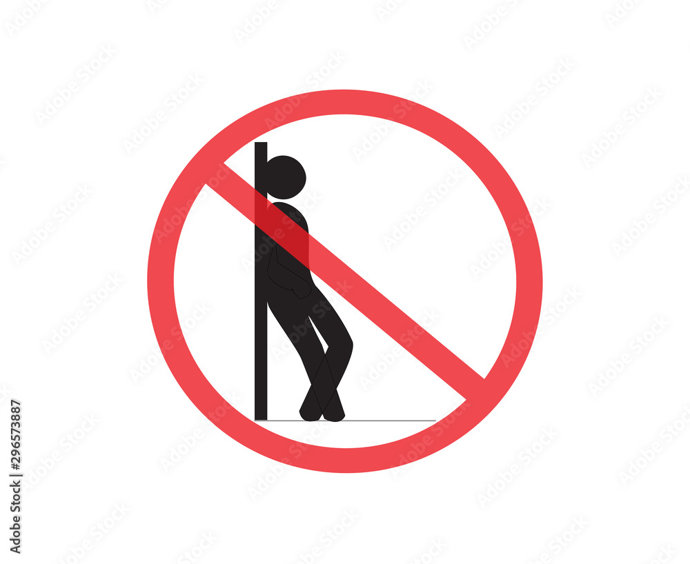 Please do not lean against the wall, accident prevention signs, Not ...