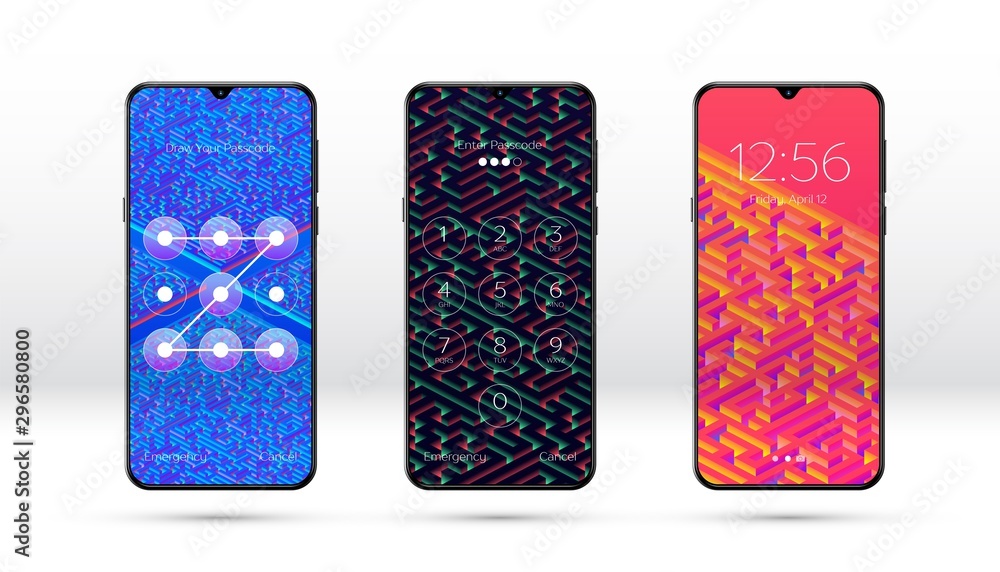 Smartphone lock screen background with abstract maze or labyrinth ...