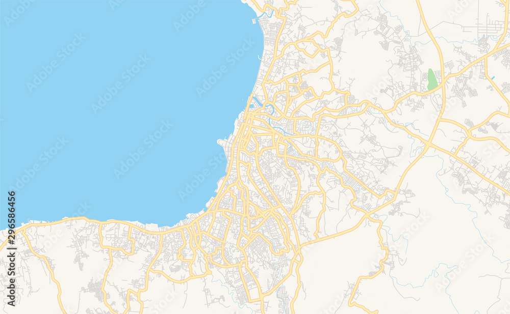 Printable street map of Manado, Indonesia Stock Vector | Adobe Stock