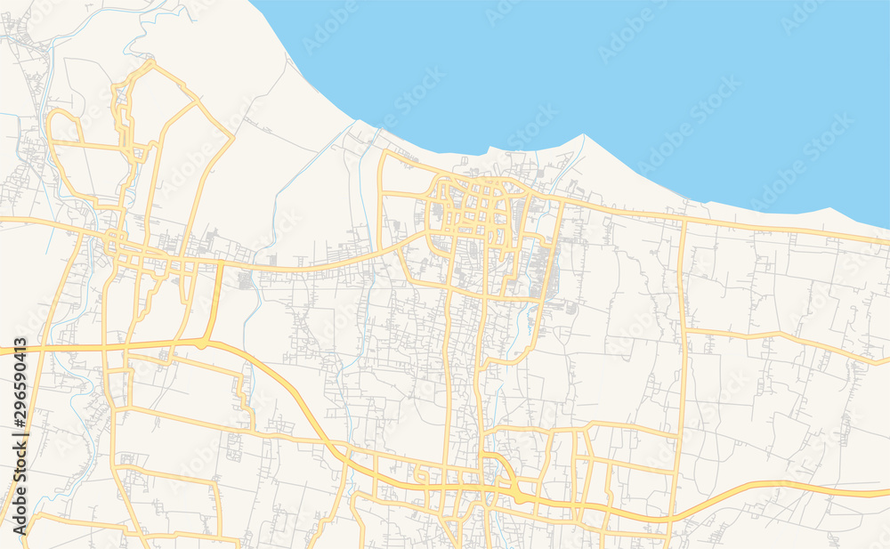 Printable street map of Tegal, Indonesia Stock Vector | Adobe Stock