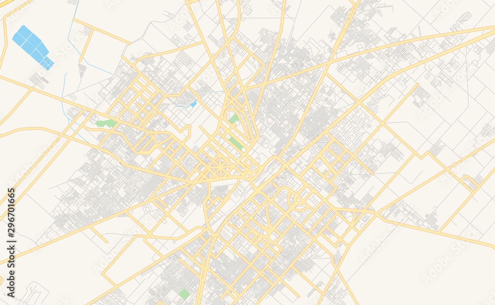 Printable street map of Faisalabad, Pakistan Stock Vector | Adobe Stock