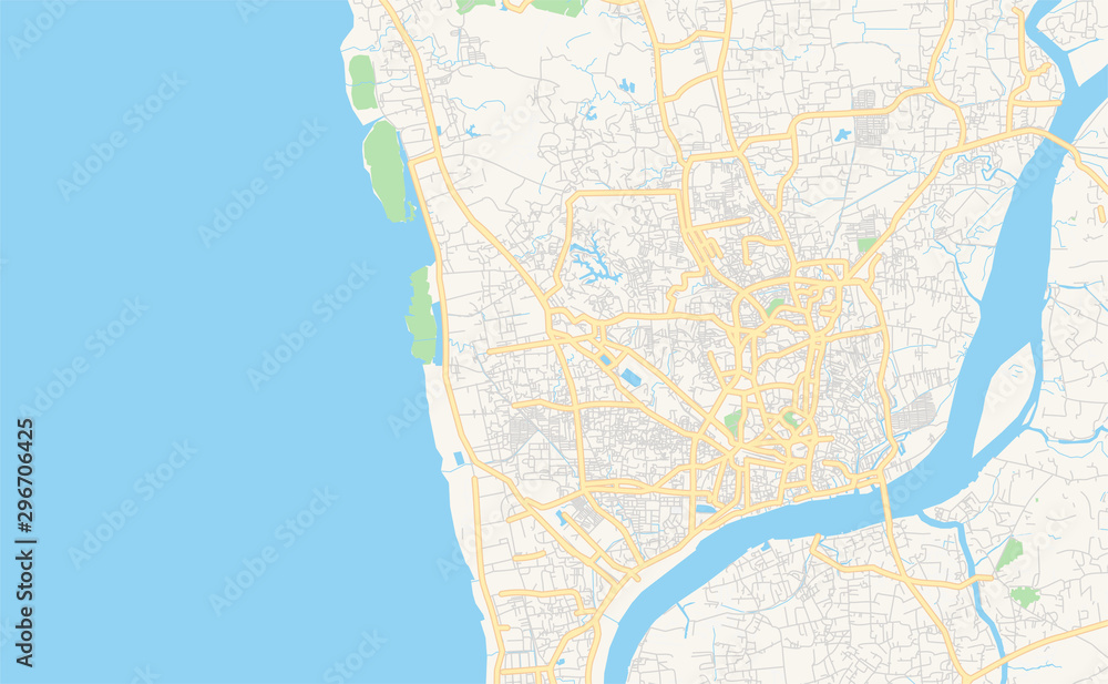 Printable street map of Chittagong, Bangladesh Stock Vector | Adobe Stock