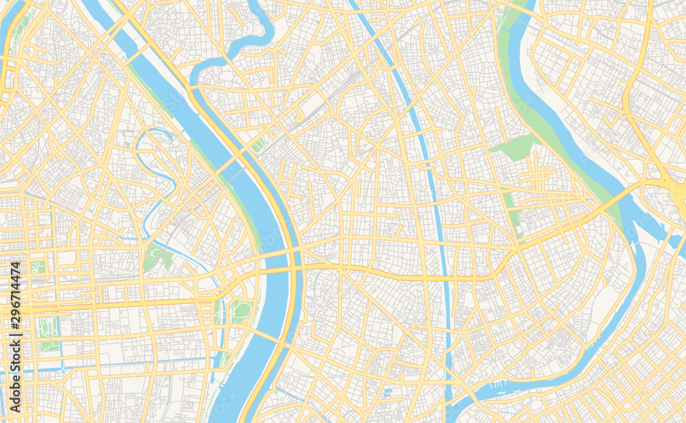 Printable street map of Edogawa, Japan Stock Vector | Adobe Stock