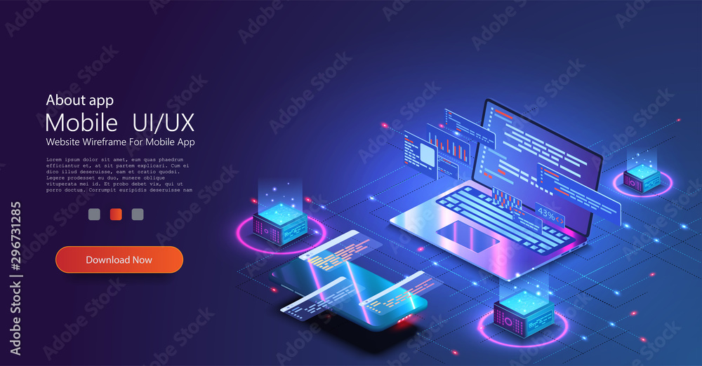 Programming and software development web page banner, program code on ...