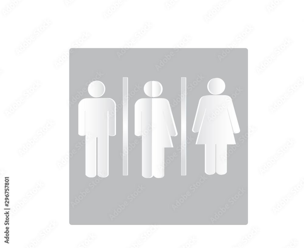 All gender symbols. Male, female transgender, restroom or toilet sign ...