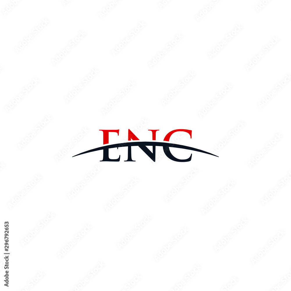 Initial letter ENC, overlapping movement swoosh horizon logo company ...