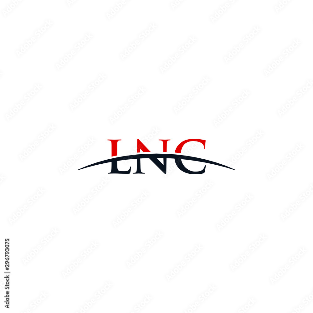 Initial letter LNC, overlapping movement swoosh horizon logo company ...