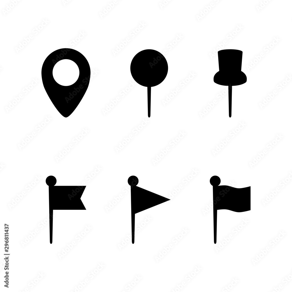 set of map pointers icons. navigation pins isolated on white background. vector Illustration ...