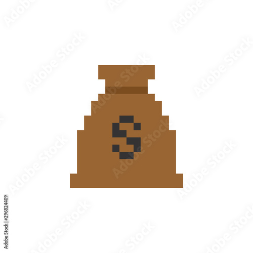 Bag of money pixel art. Bank sack 8 bit. Pixelate vector illustration ...