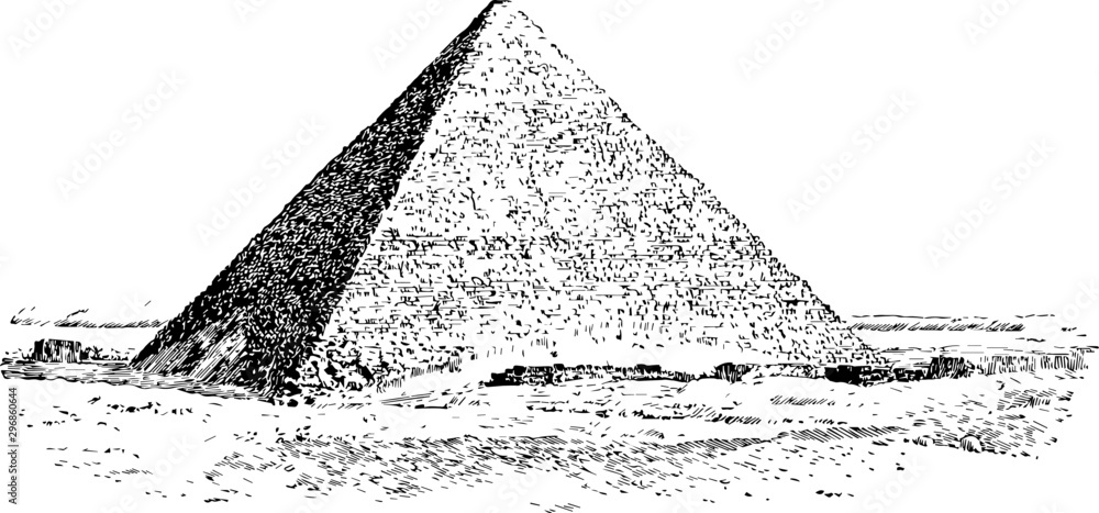 The Great Pyramid of Giza Ancient Egypt vintage engraving. Stock Vector ...