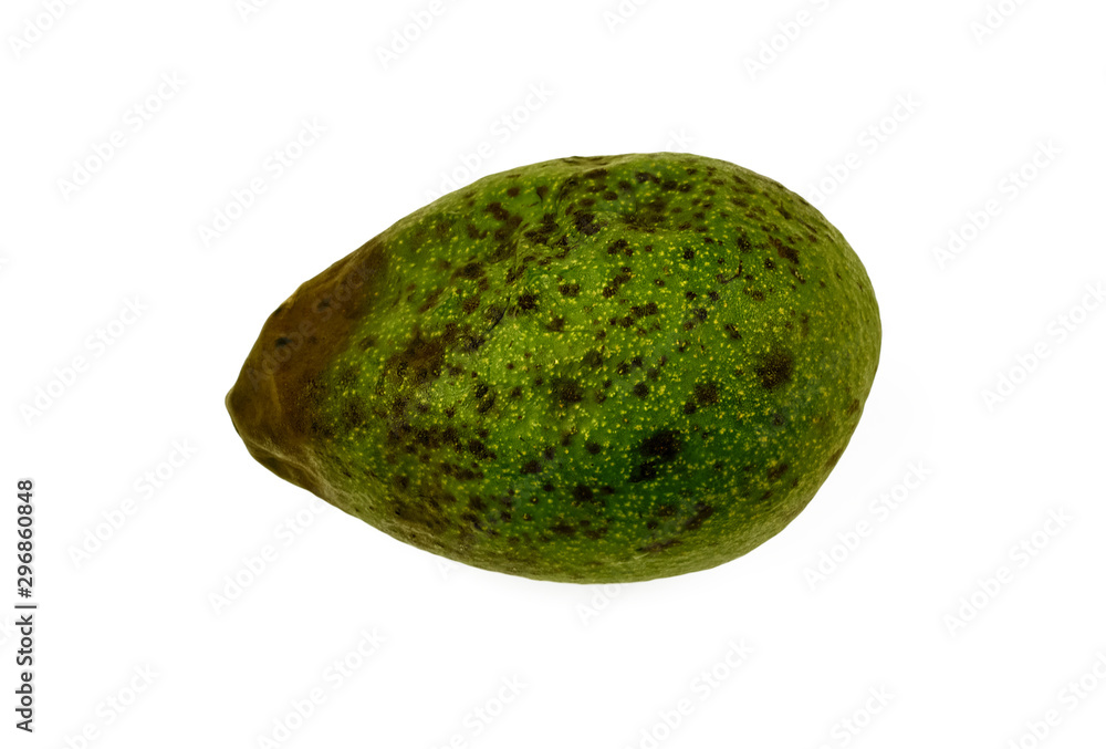 Rotten avocado from the fridge, spoiled fruits. Isolated on white ...
