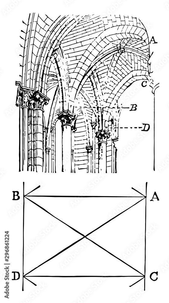 Arc Boutant bow vintage engraving. Stock Vector | Adobe Stock