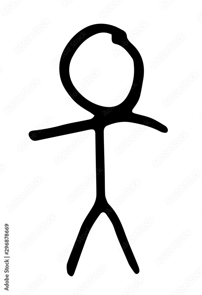 Black stickman on white background. Minimalistic man drawing Stock ...