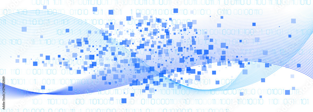 Matrix Vector. White Binary Background. Blue Stock Vector | Adobe Stock