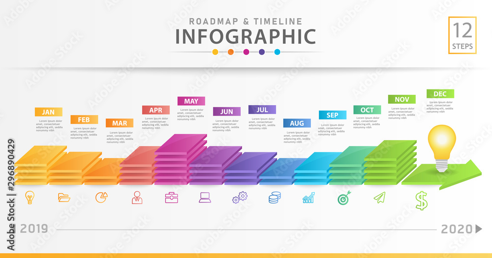 Infographic template for business. Modern Timeline diagram calendar ...