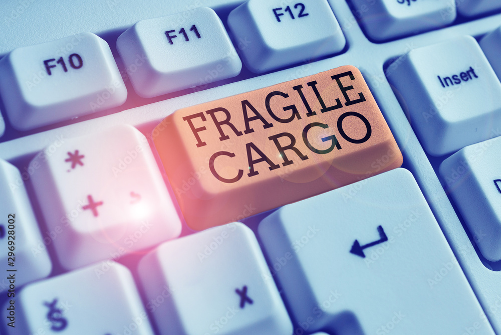 Conceptual hand writing showing Fragile Cargo. Concept meaning ...