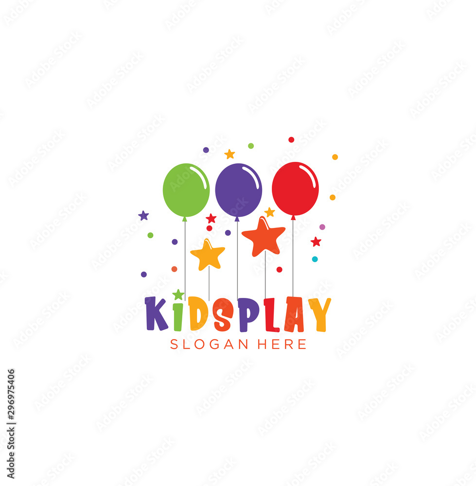 kids playground logo with balloons . Kids Play Logo Template Design ...