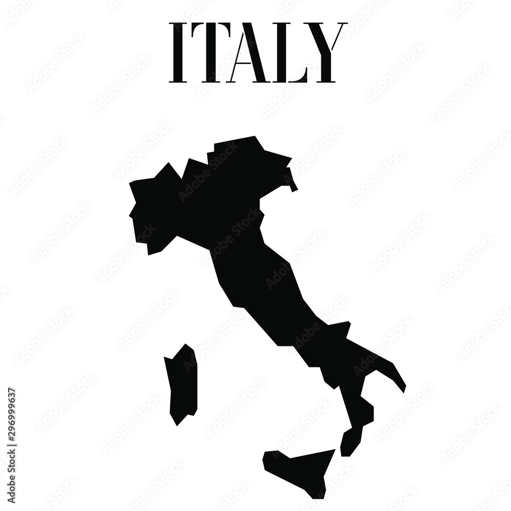 Italy solid country outline silhouette, Black and white vector ...