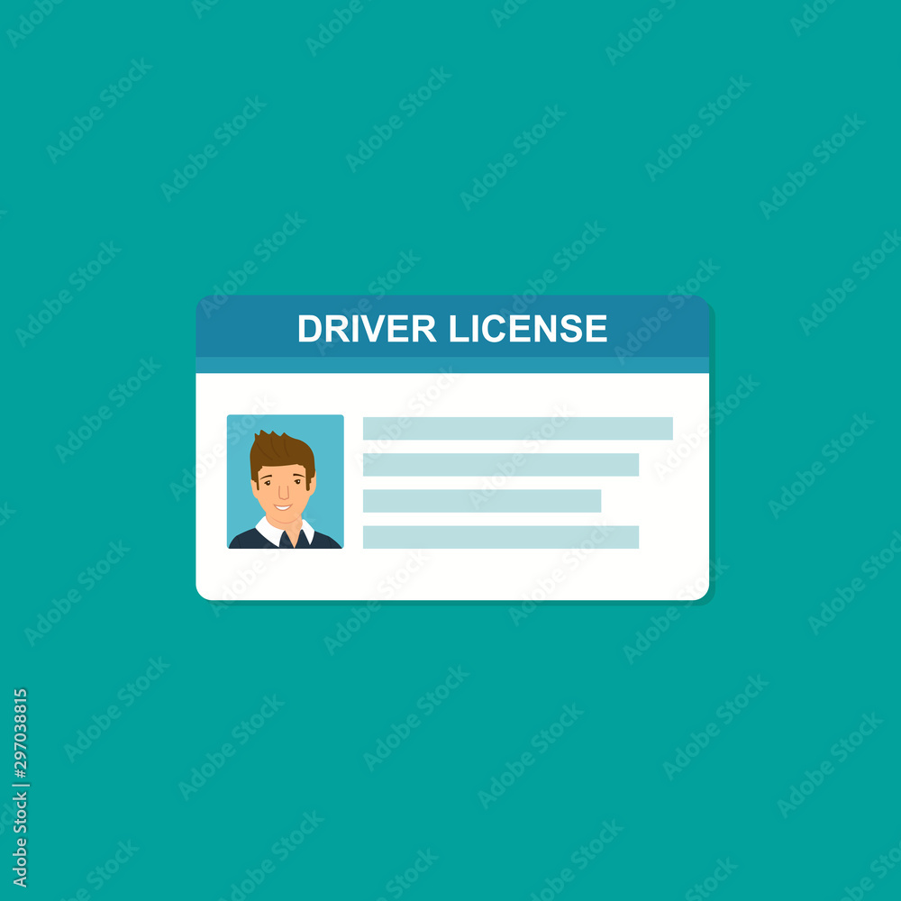 Flat man driver license plastic card template, id card vector ...
