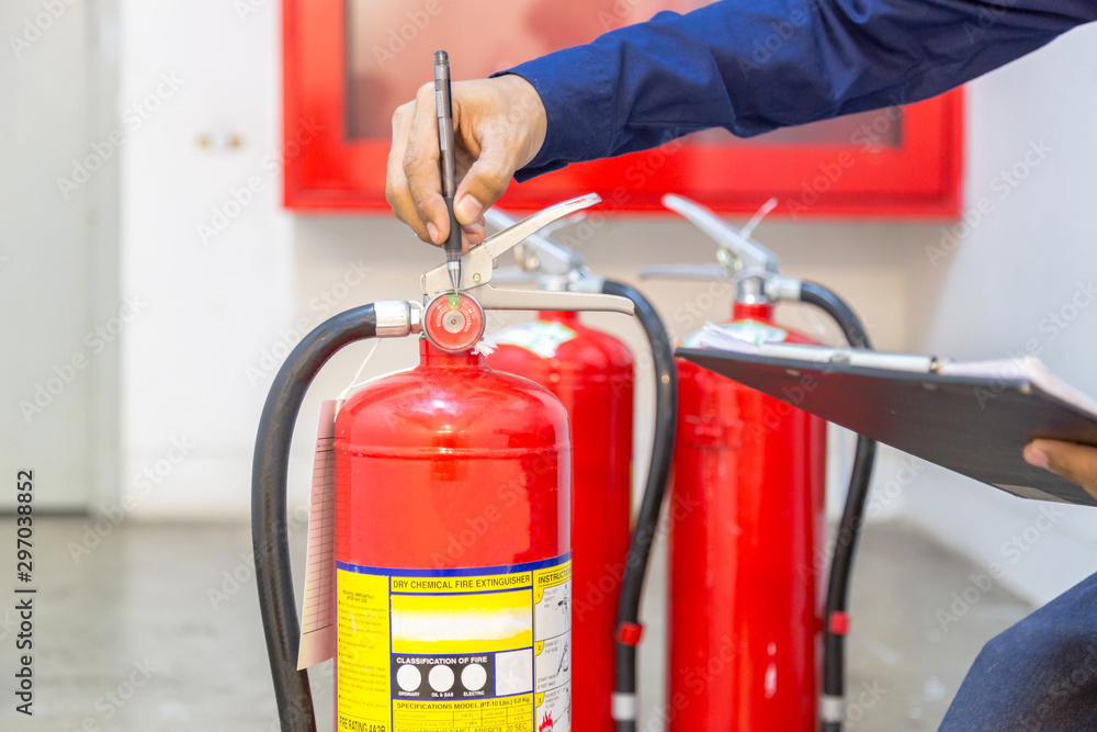 Engineer checking Industrial fire control system,Fire Alarm controller ...