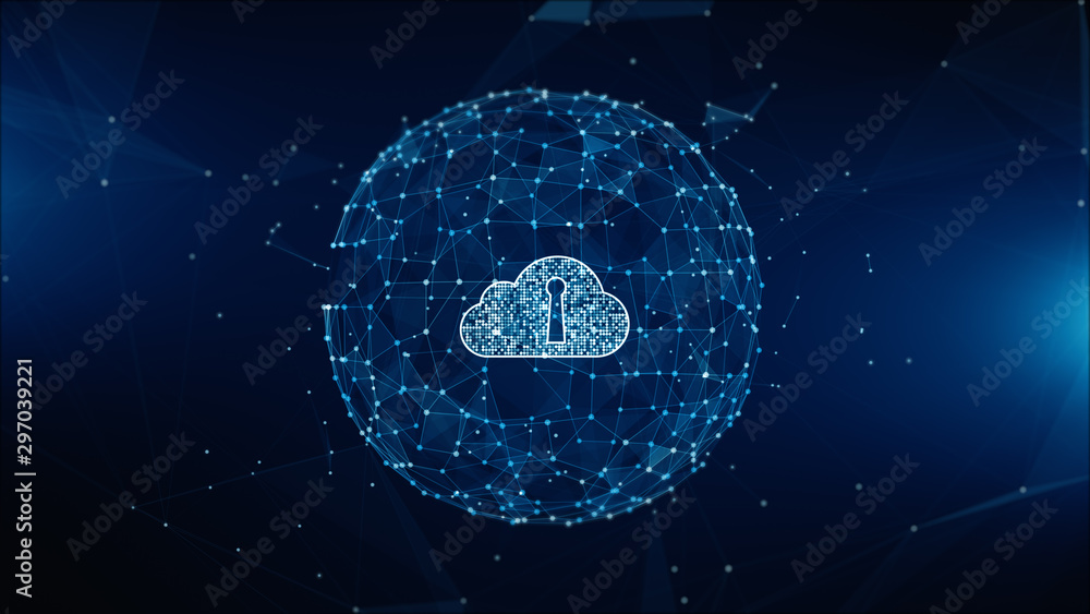 Stock-Illustration „Secure Digital Data Network. Cloud Computing Cyber Security Concept. Earth ...