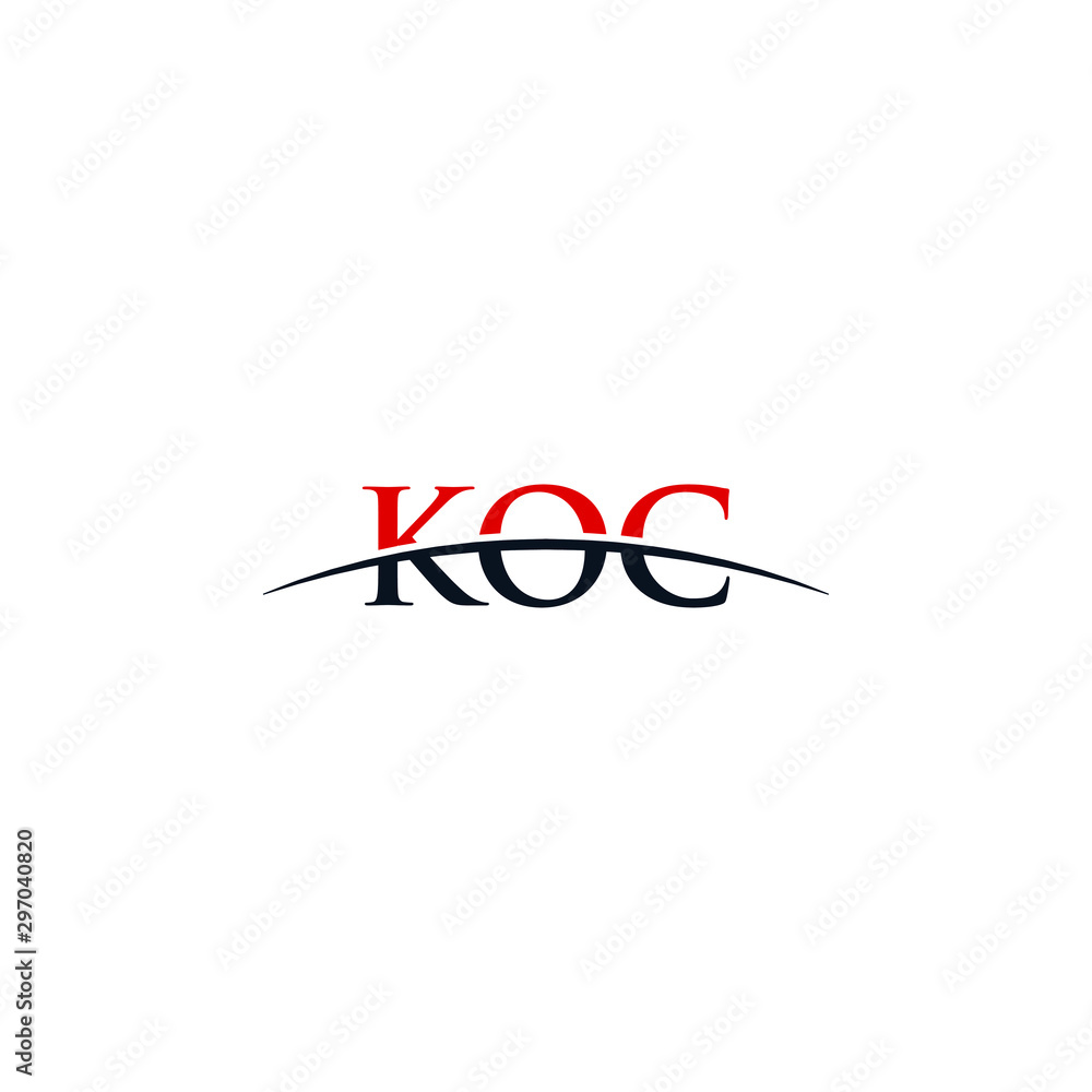 Initial letter KOC, overlapping movement swoosh horizon logo company ...