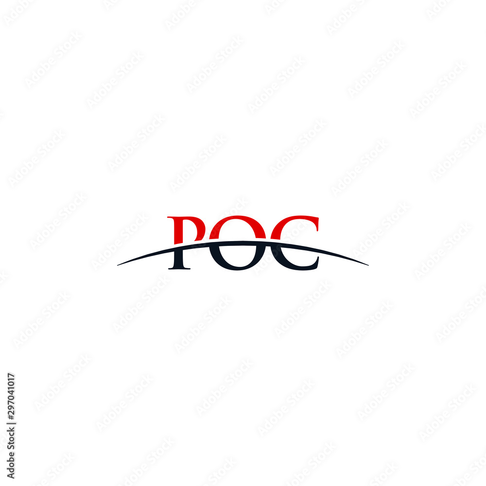 Initial letter POC, overlapping movement swoosh horizon logo company ...