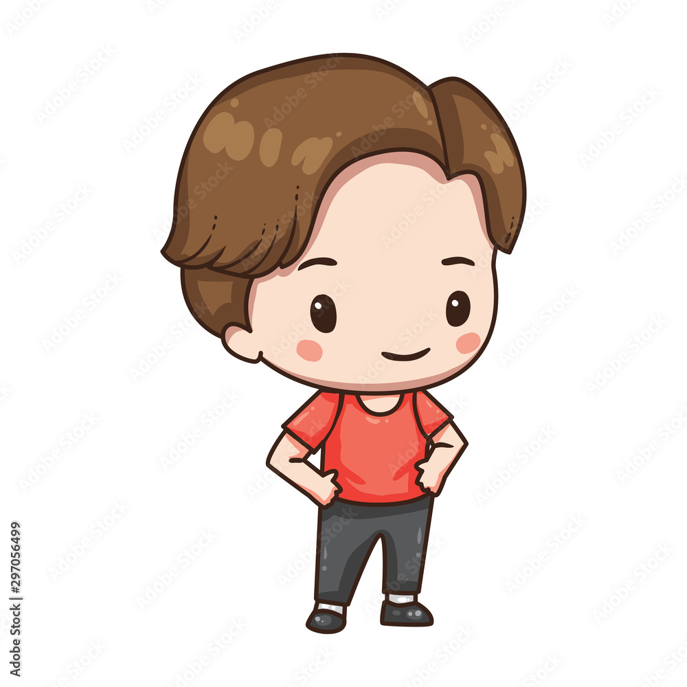 Vector illustration of cute chibi character isolated on white ...