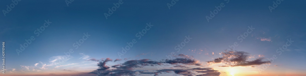Seamless dark sunset sky hdri panorama 360 degrees angle view with ...