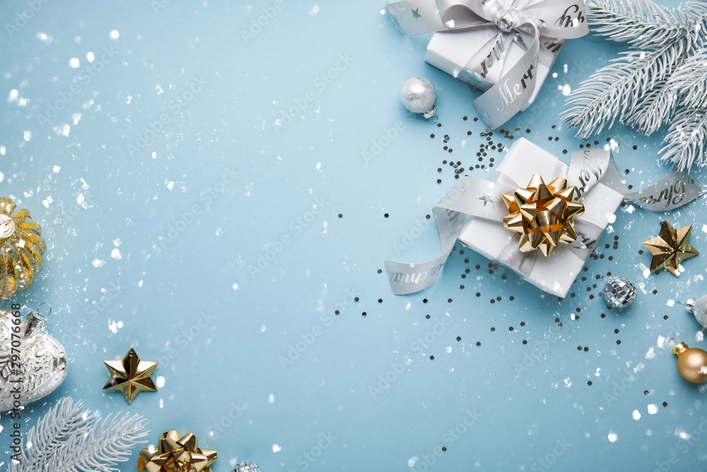 Merry Christmas and Happy Holidays greeting card, frame, banner. New ...