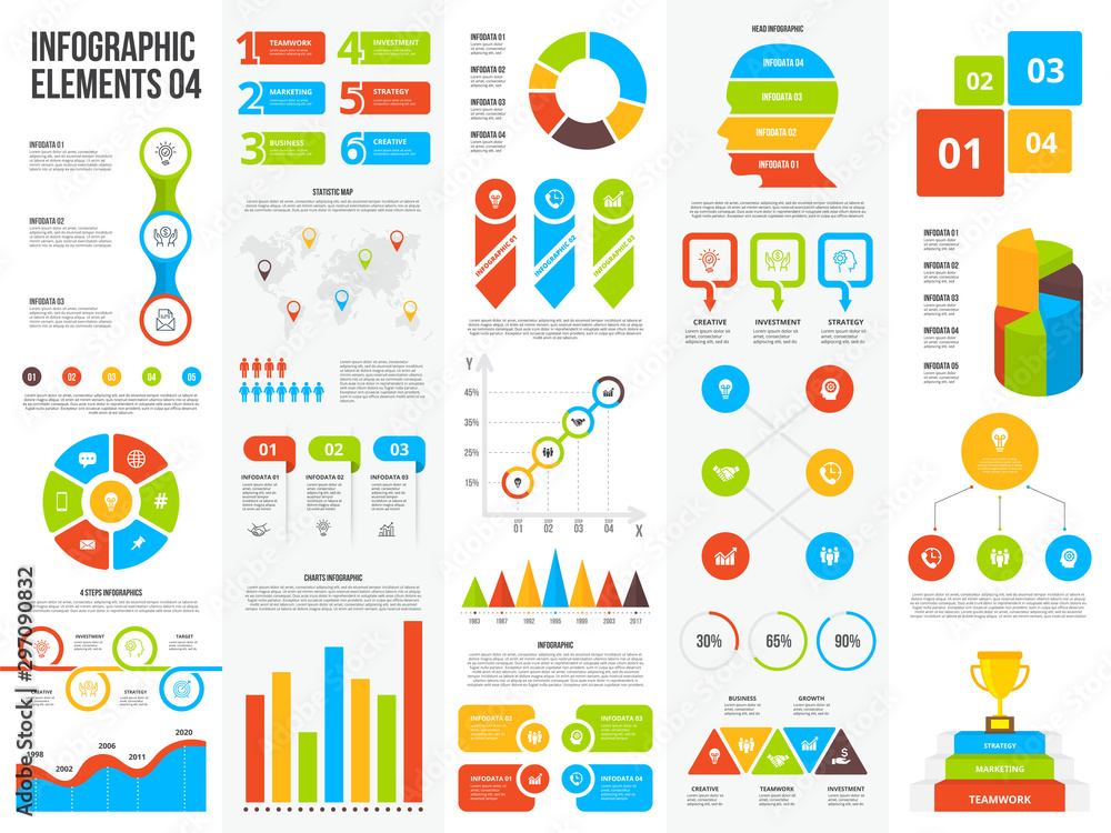 Big set of infographic elements. Can be used for steps, business ...