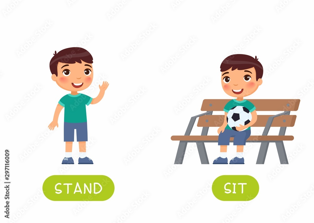 Educational flash card with little child template. Word card for ...