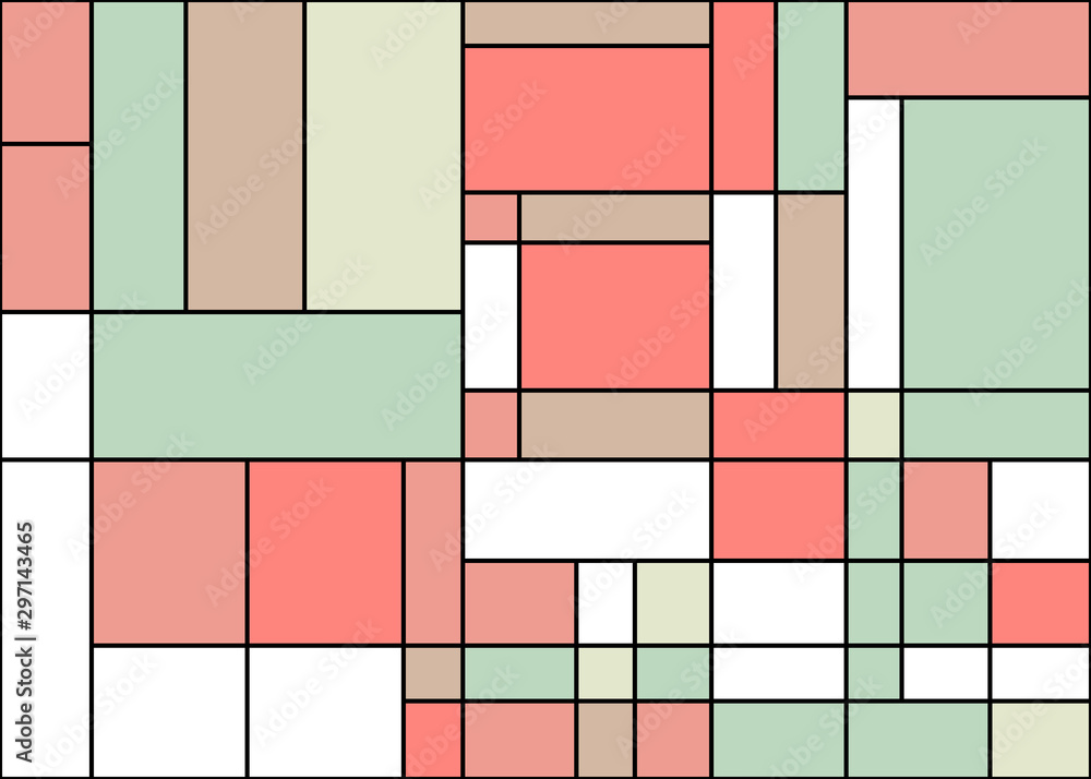 Piet Mondrian style Abstract Computational Generative Art background ...