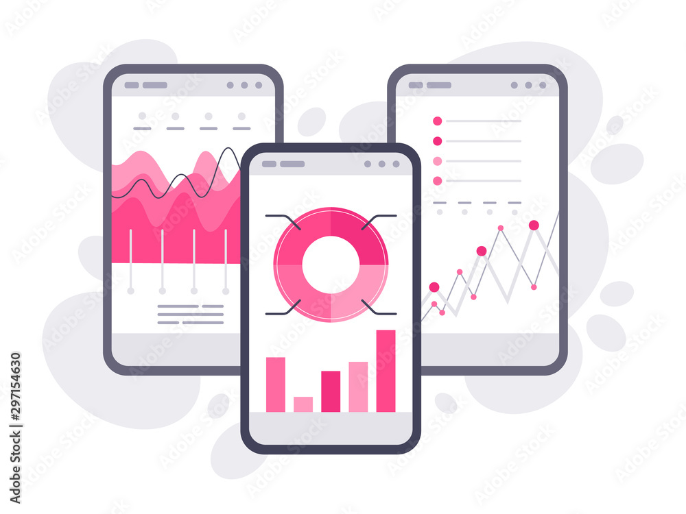 Market trend analysis on smartphones with line chart and graphs ...