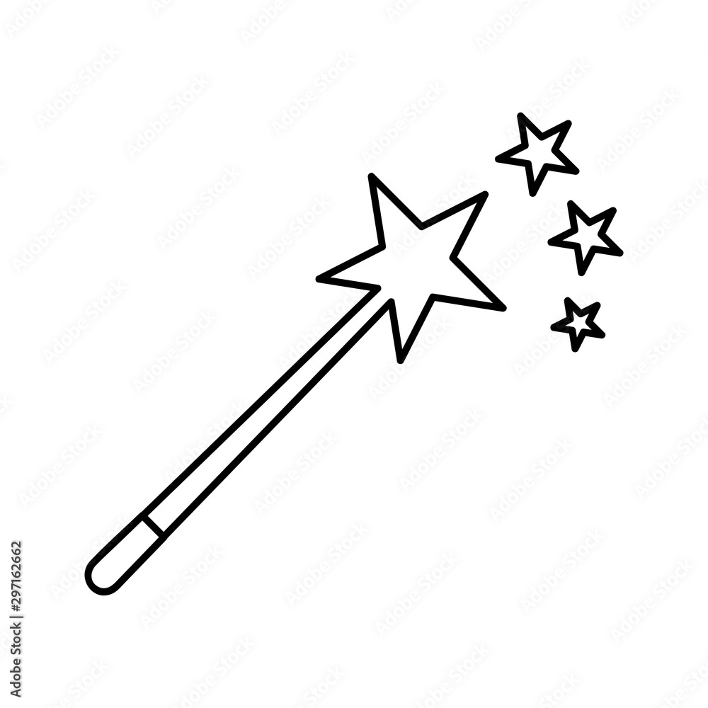 Magic wand outline icon. linear style sign for mobile concept and web design. Fairy wand simple ...