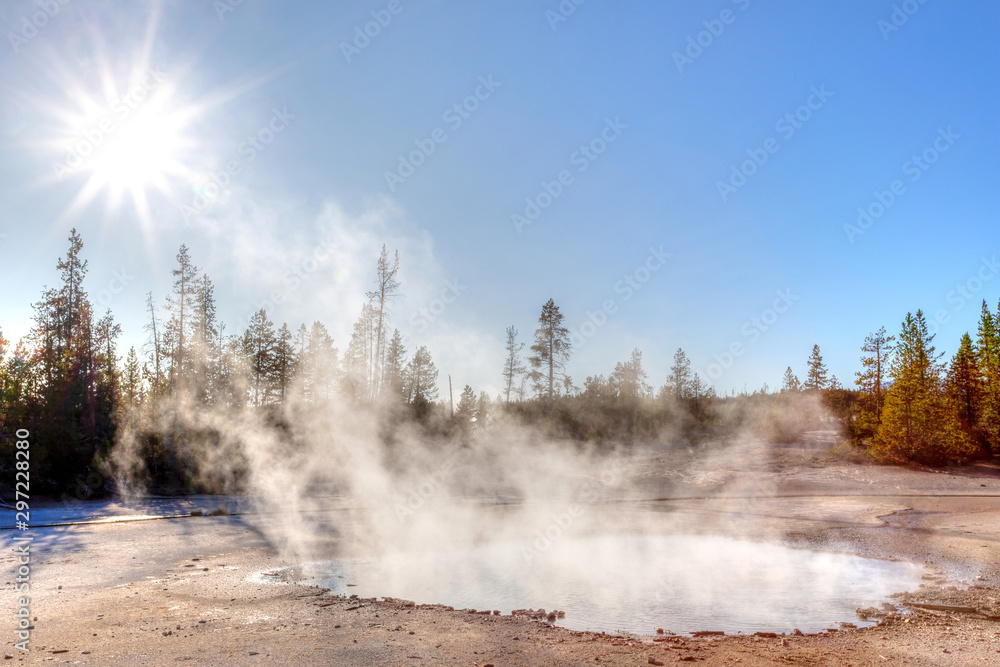 Steam Rises From Geyser at Norris Geyser Basin in Yellowstone National ...