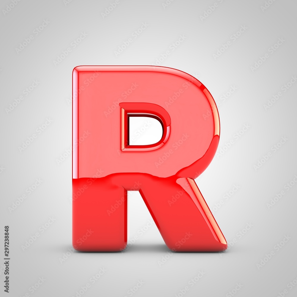 3D Red Letter R uppercase Isolated White Background Stock Illustration ...