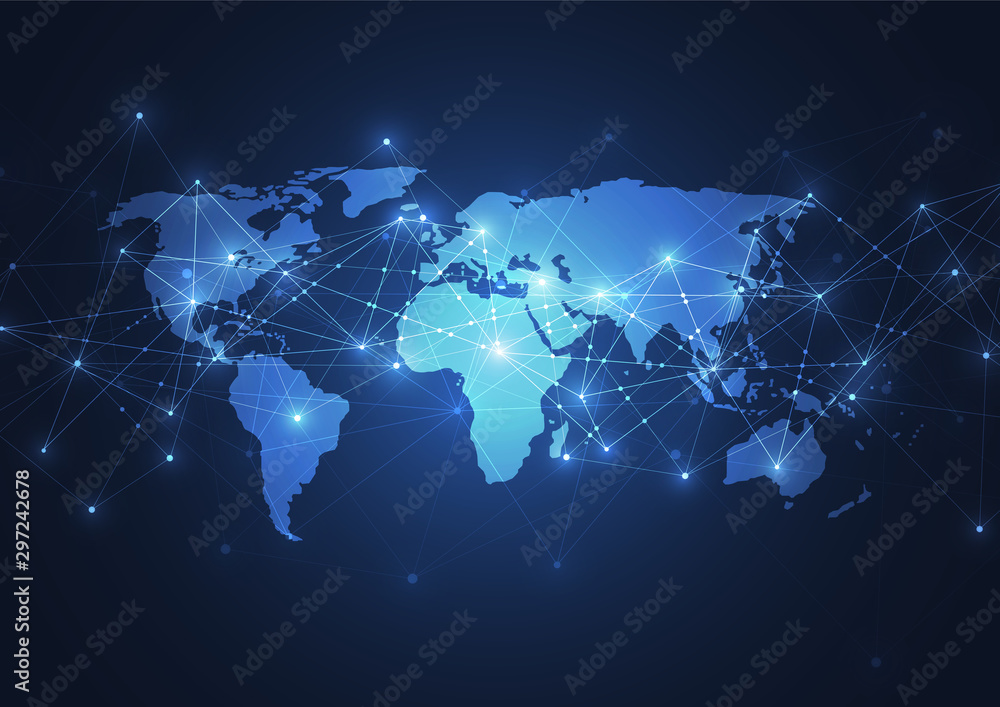 Global network connection. World map point and line composition concept ...
