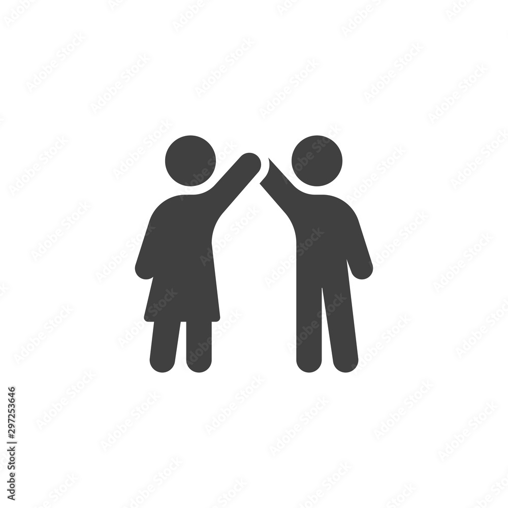 Two people giving high five each other vector icon. filled flat sign ...