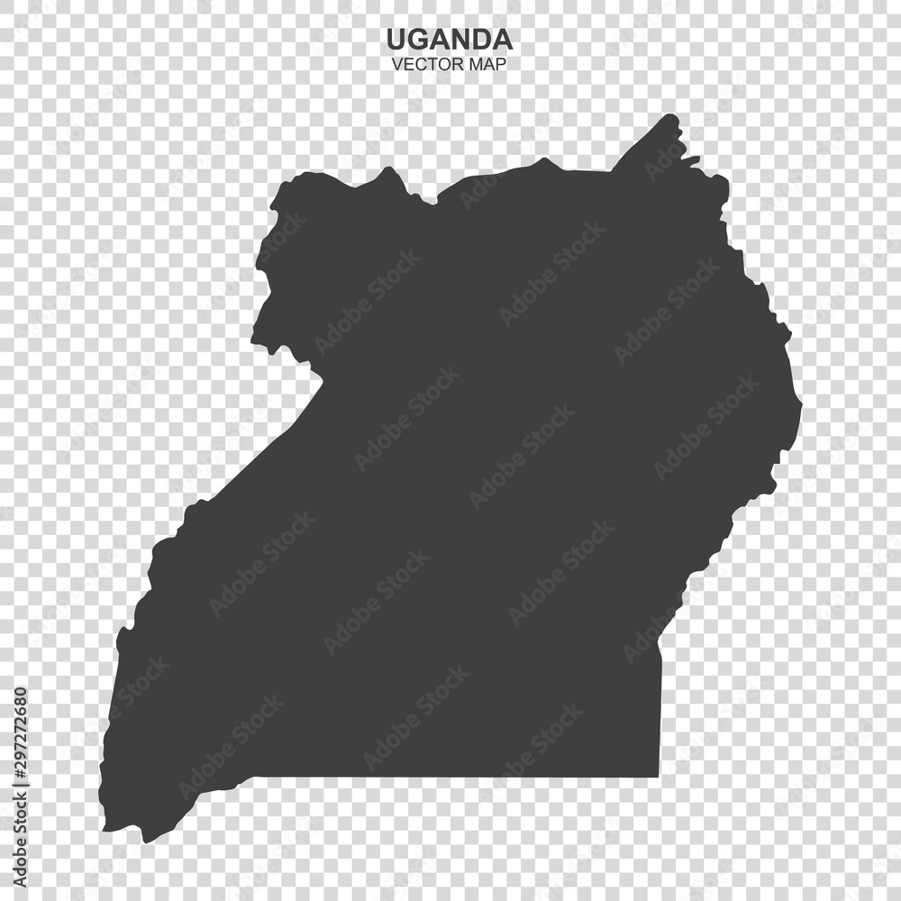 political map of Uganda isolated on transparent background Stock Vector ...