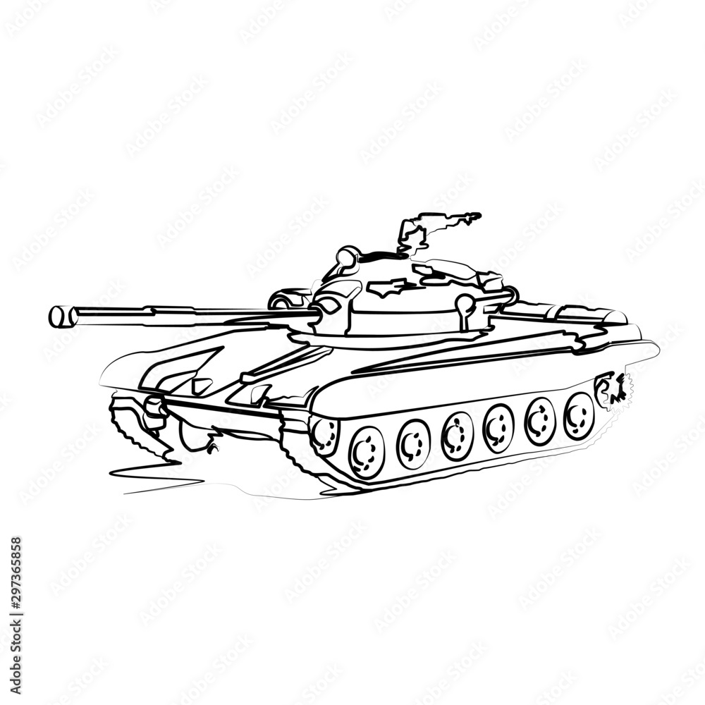 tank contour vector illustration isolated Stock Vector | Adobe Stock