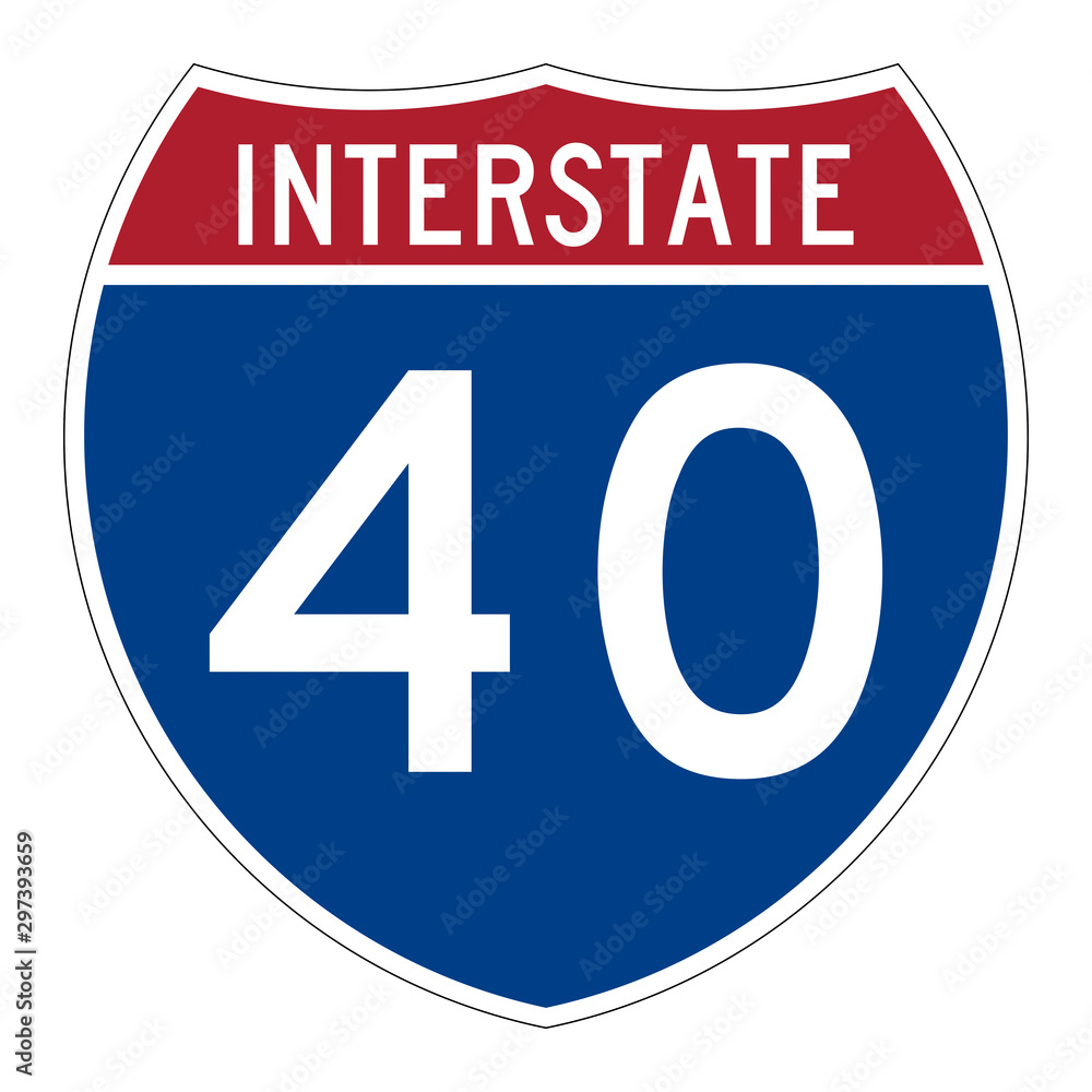 Interstate highway 40 road sign Stock Illustration | Adobe Stock