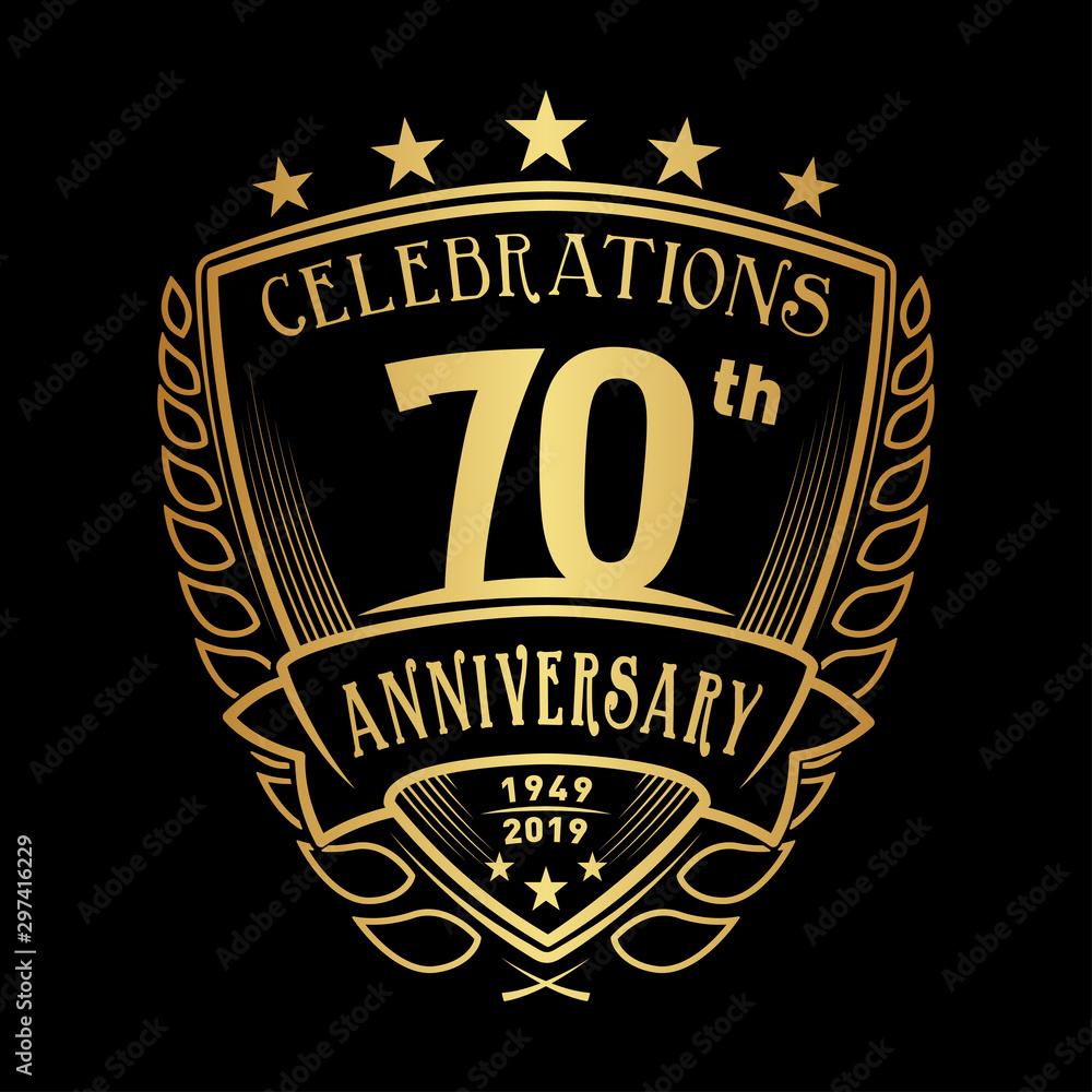 70th shield anniversary logo. 70th years logo. Vector and illustration ...