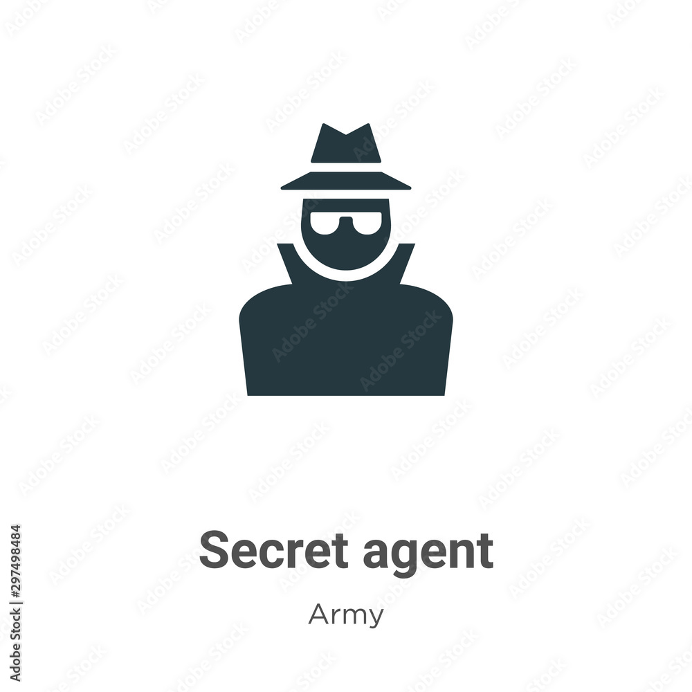 Secret agent vector icon on white background. Flat vector secret agent icon symbol sign from ...