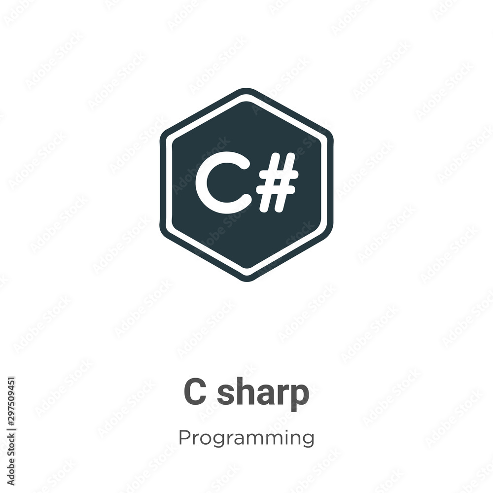 เวกเตอร์ Stock C sharp vector icon on white background. Flat vector c ...